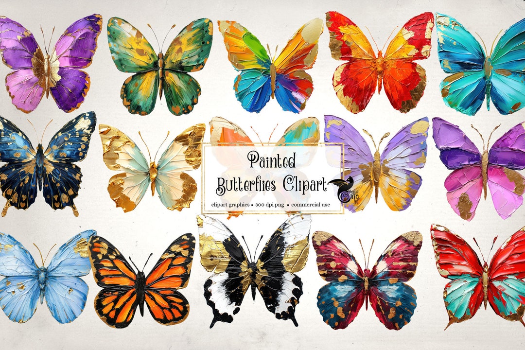 Painted Butterflies Clipart, Gold Foil Butterfly Clipart, Butterfly ...