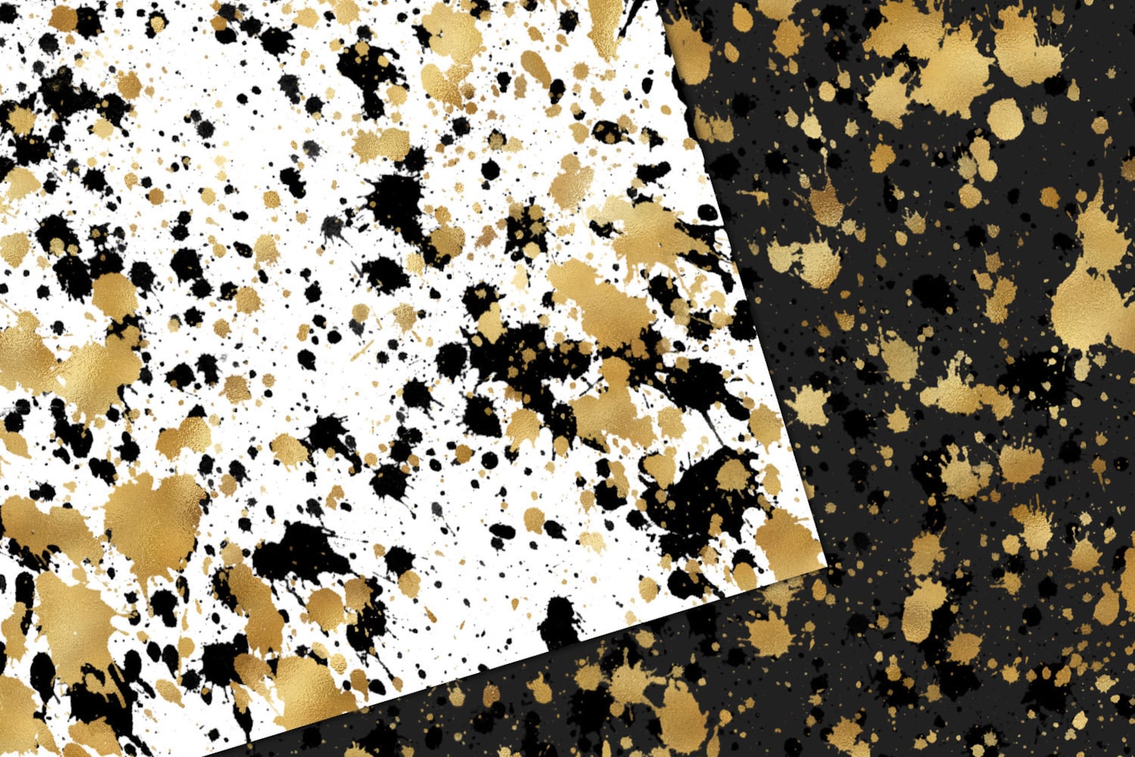Black and Gold Paint Splatters Digital Paper (digital Download) - Etsy UK