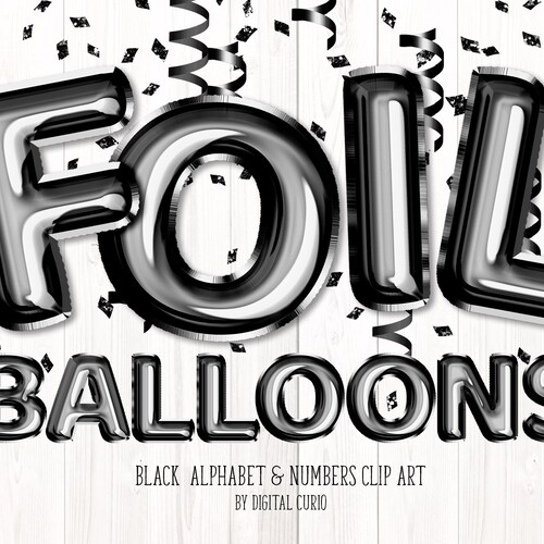 Silver Foil Balloon Alphabet Clip Art Digital Instant - Etsy