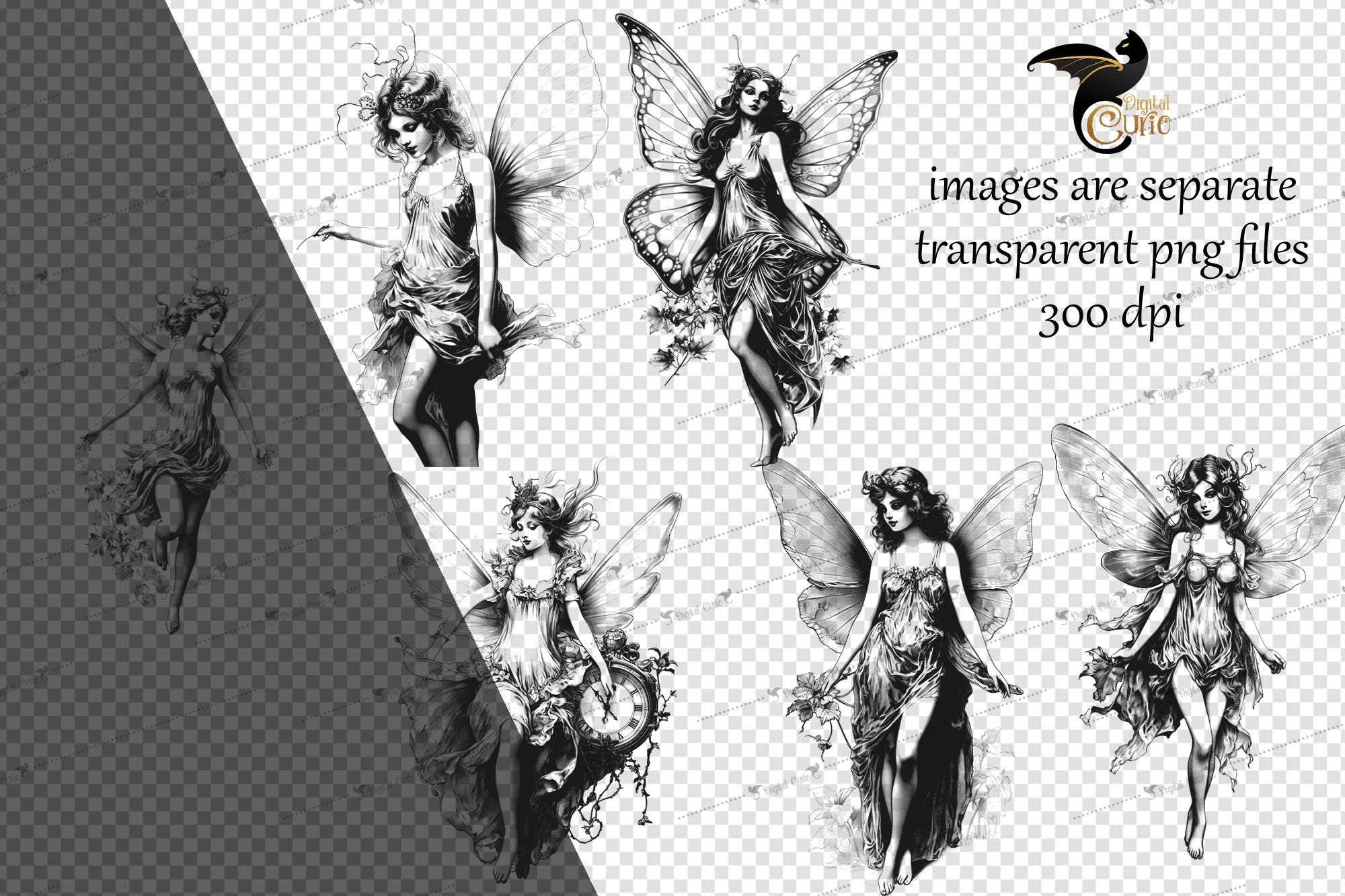 Vintage Fairy Clipart – Fantasy Graphics for Junk Journals (PNG ...