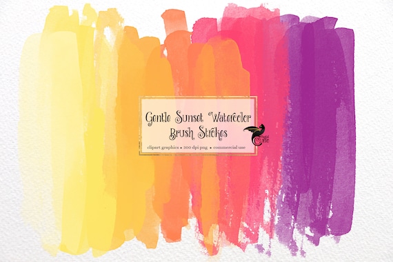 Digital Watercolor Brush Strokes Digital Clip Art // Commercial Use Art ...