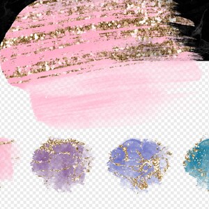 Watercolor Gold Glitter Paint Elements Clipart, Brush Strokes With Gold ...
