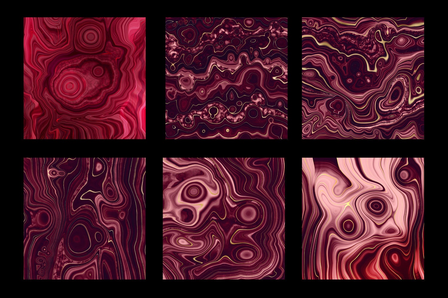 Strata Garnet Digital Paper and Border Overlays With Gold - Etsy