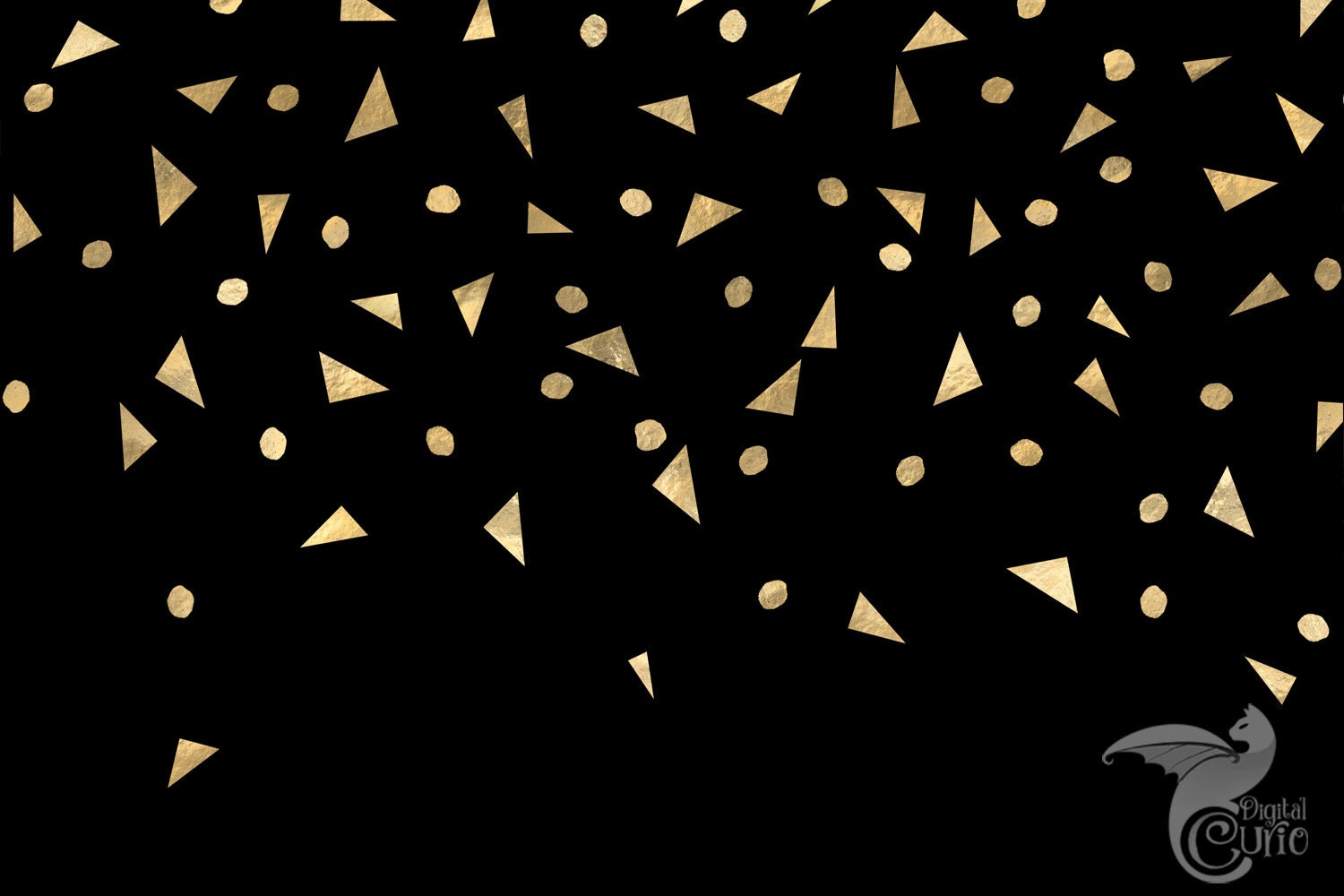 Black and Gold Confetti Digital Paper Confetti Gold Foil - Etsy