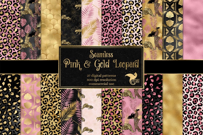 Pink and Gold Leopard Digital Paper Seamless Leopard Spot - Etsy UK