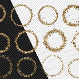 Glitter Circle Frames Clipart, Gold, Rose Gold, Silver (PNG Digital ...