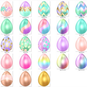 Easter Eggs Clipart, Pastel Rainbow and Gold Eggs Instant Download for ...