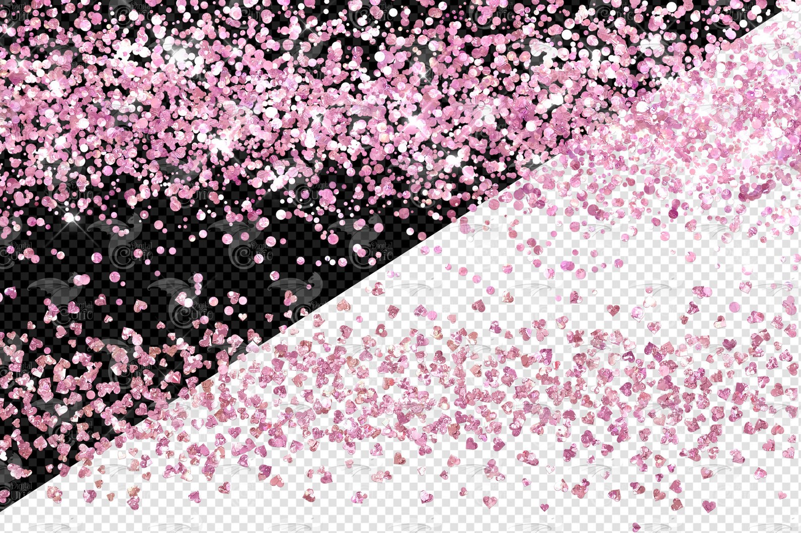 Pink Glitter Clipart Overlays Digital Instant Download - Etsy