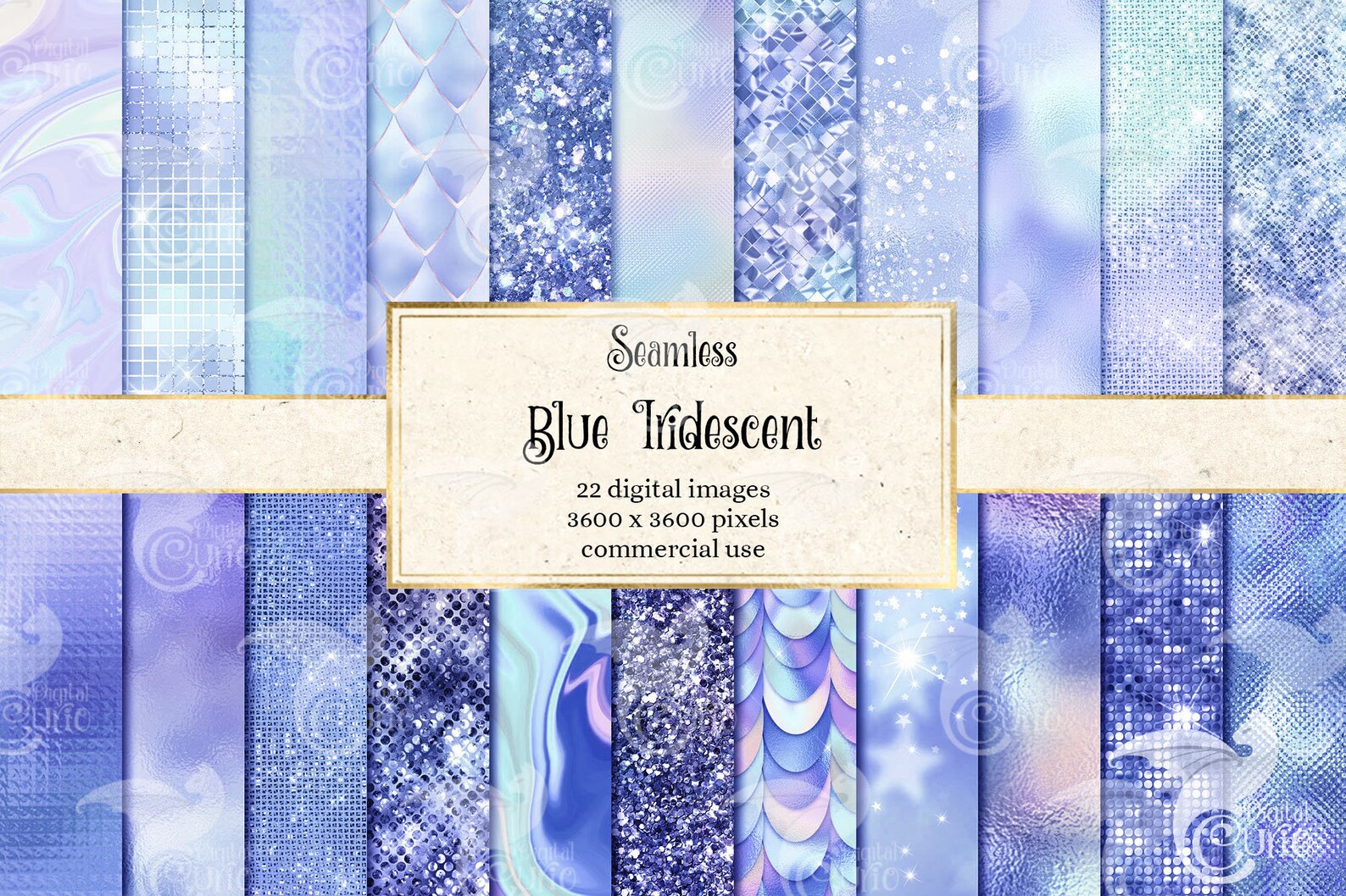 Blue Iridescent Textures - Seamless Digital Paper Metallic Textures ...