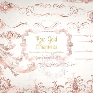 Rose Gold Ornaments Clipart - Vintage Ornaments and Frames Digital ...