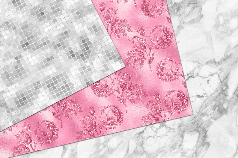 Glitzy Pink Digital Paper, Glitter Marble Foil Textures (digital ...