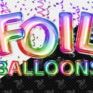 Rainbow Foil Balloon Alphabet Clip Art – Iridescent PNG Graphics ...