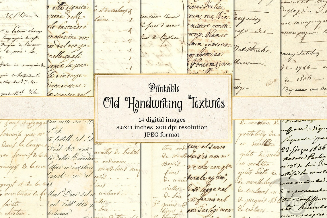 Printable Old Handwriting Textures Vintage Rustic Shabby - Etsy