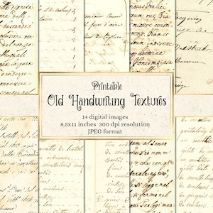 Printable Old Handwriting Textures, Vintage Rustic Shabby Backgrounds ...