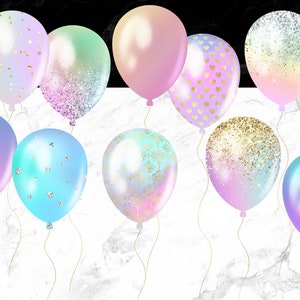 Pastel Rainbow Balloons Clipart - Pastel Party Clip Art Balloons in ...
