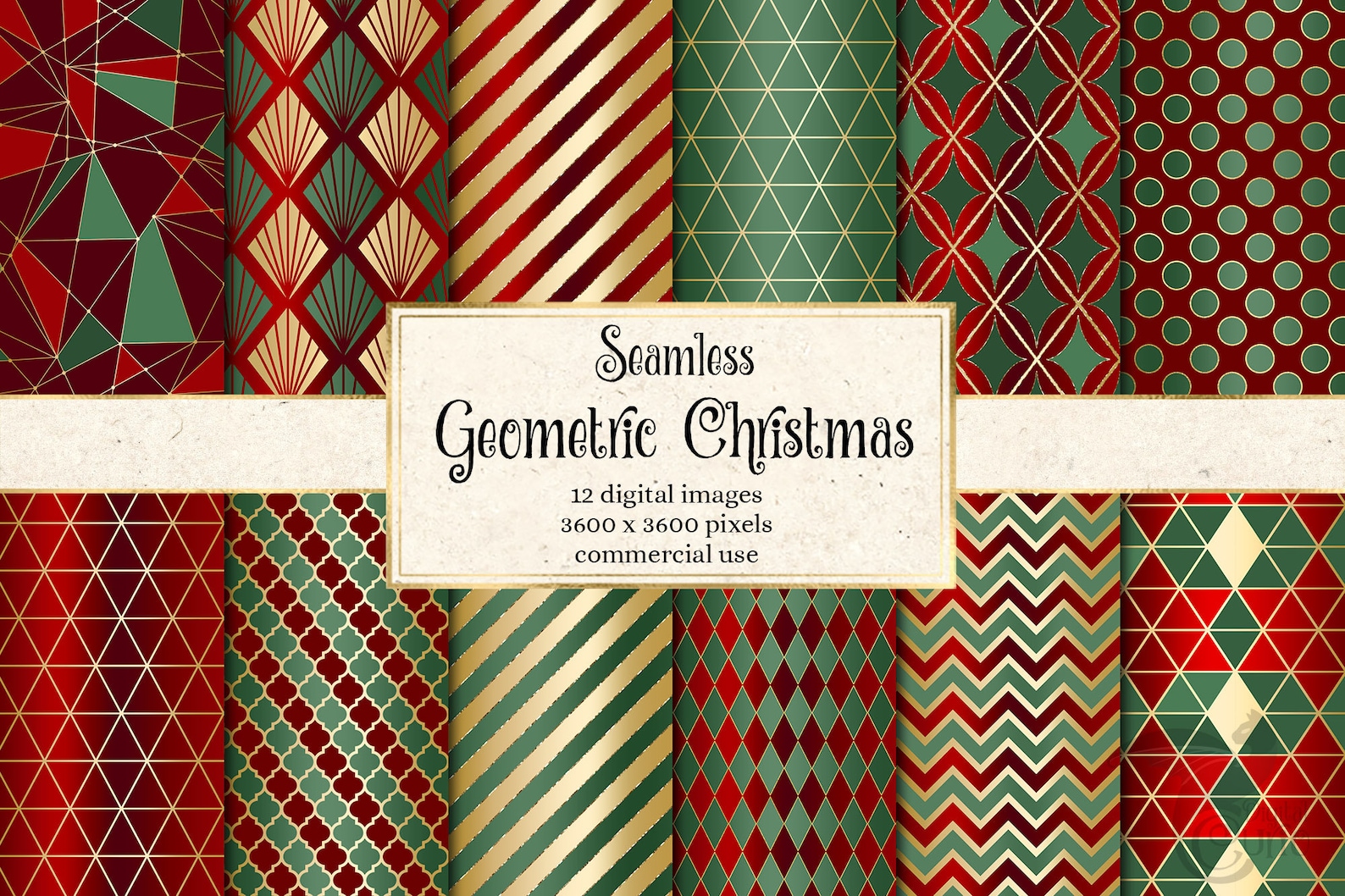 Geometric Christmas Digital Paper Seamless Holiday Patterns - Etsy