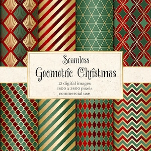 Geometric Christmas Digital Paper - Seamless Holiday Patterns Printable ...
