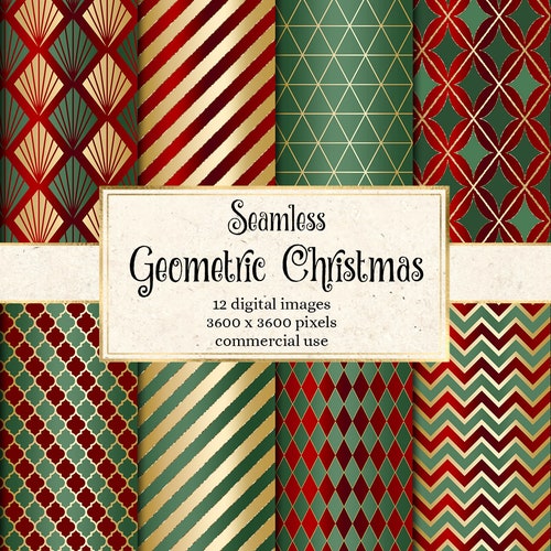 Geometric Christmas Digital Paper Seamless Holiday Patterns - Etsy