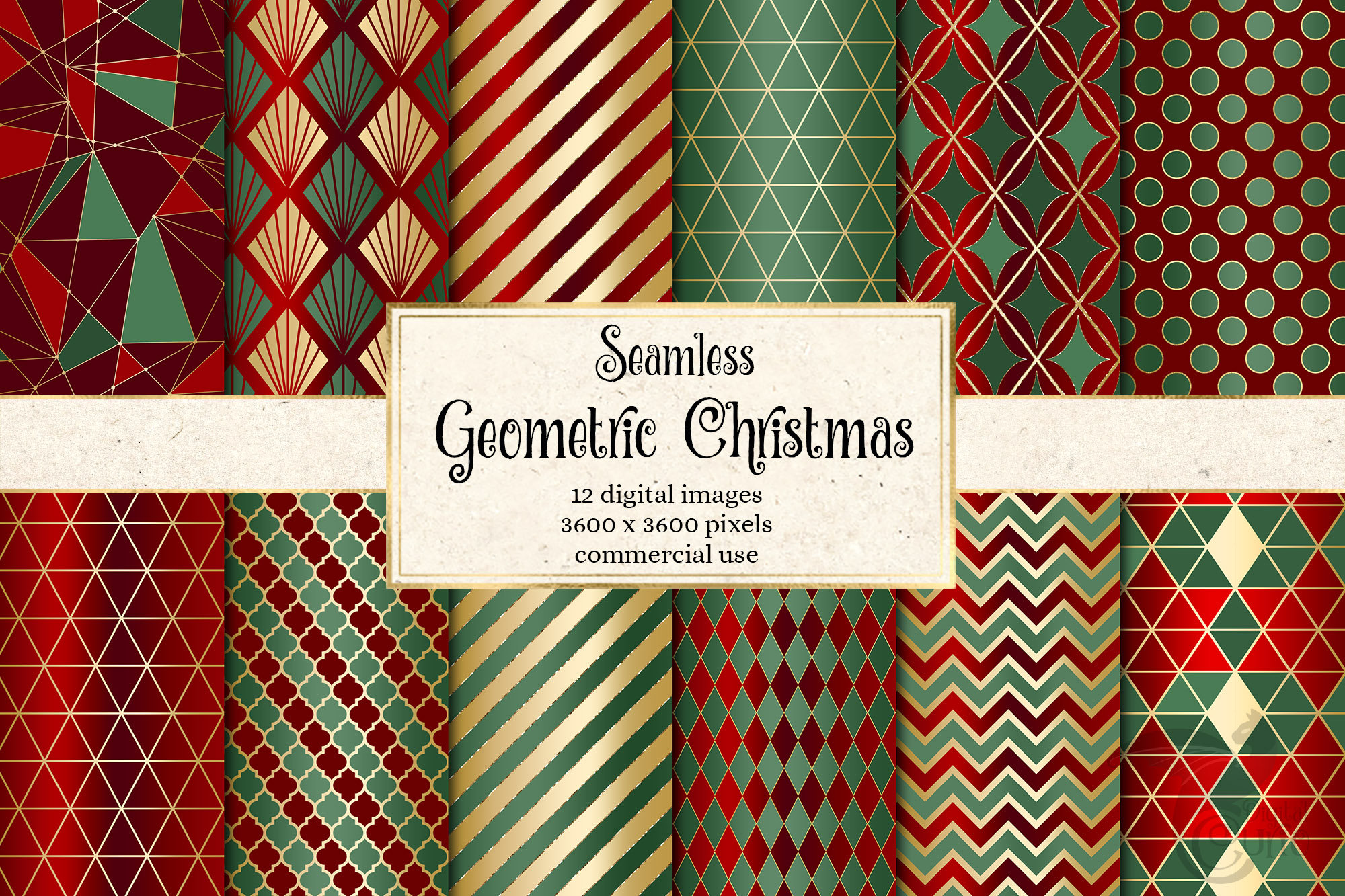 Geometric Christmas Digital Paper Seamless Holiday Patterns - Etsy