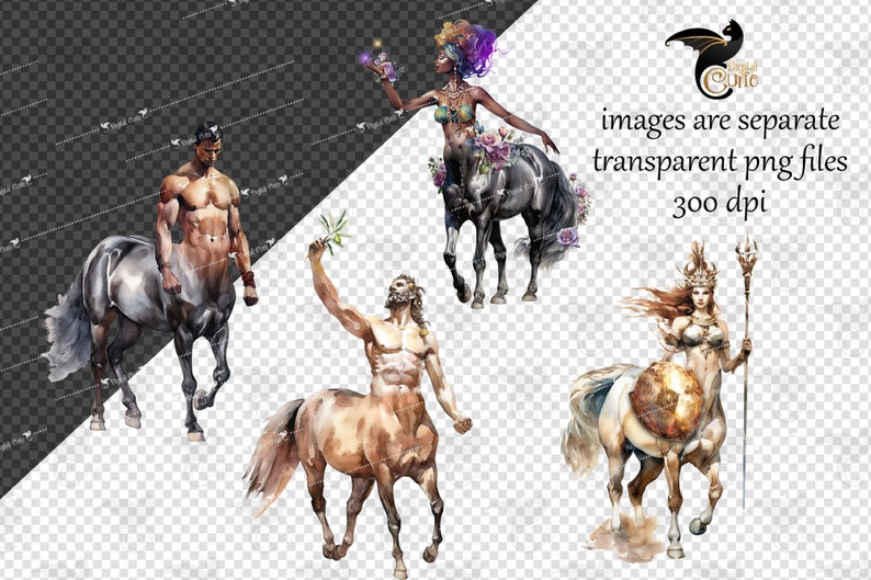 Watercolor Centaur Clipart - Fantasy Watercolor Centaurs PNG Format ...