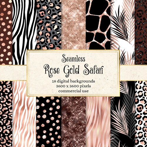 Rose Gold Safari Digital Paper Seamless African Animal - Etsy