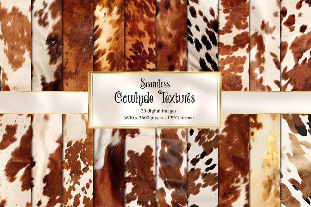 Cowhide Digital Paper, Seamless Leather Textures Digital Paper, Western ...