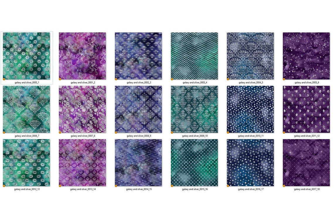 Galaxy and Silver Digital Paper Seamless Silver Foil | Etsy