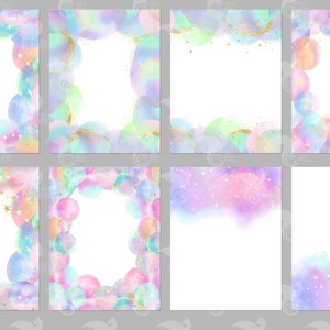 Rainbow Dream Digital Paper - Printable Moon and Stars Backgrounds in ...