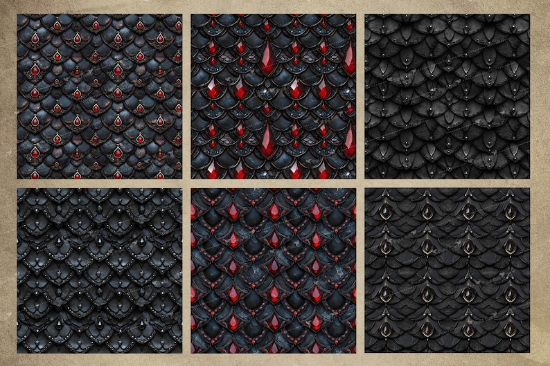 Black Dragon Armor Digital Paper, Seamless Serpent Scale Patterns ...