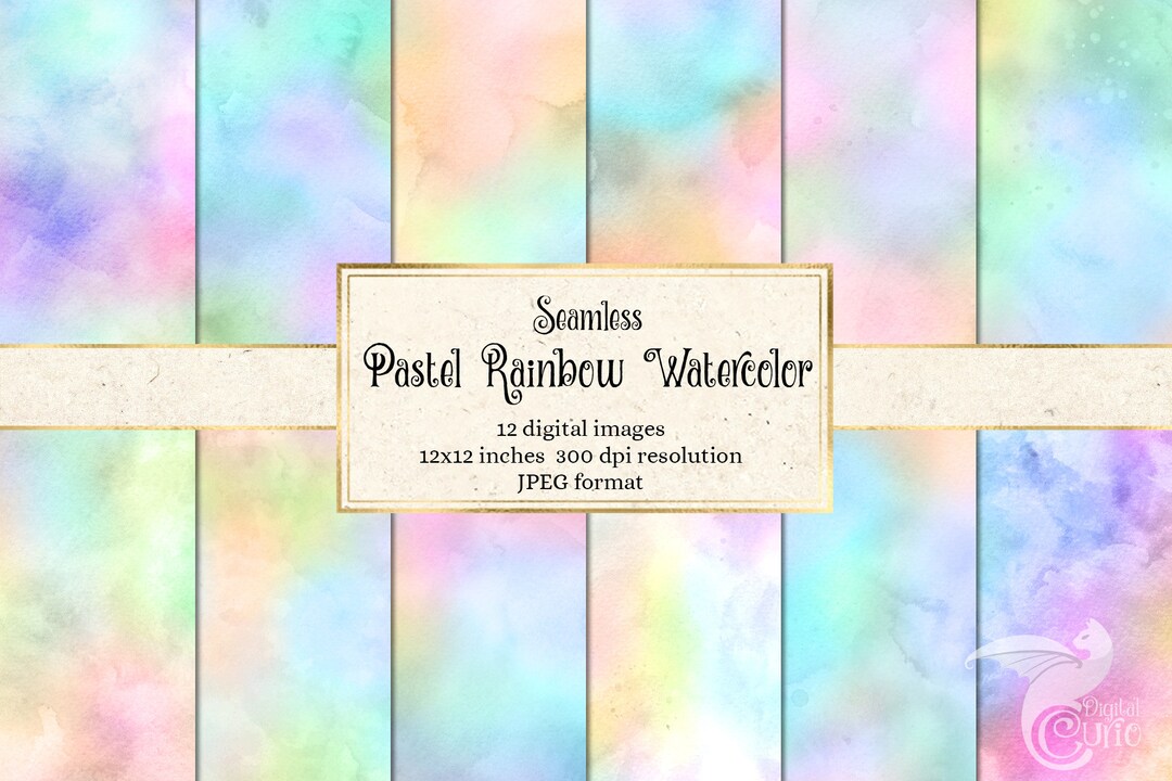 Pastel Rainbow Watercolor Digital Paper - Seamless Watercolor Textures ...