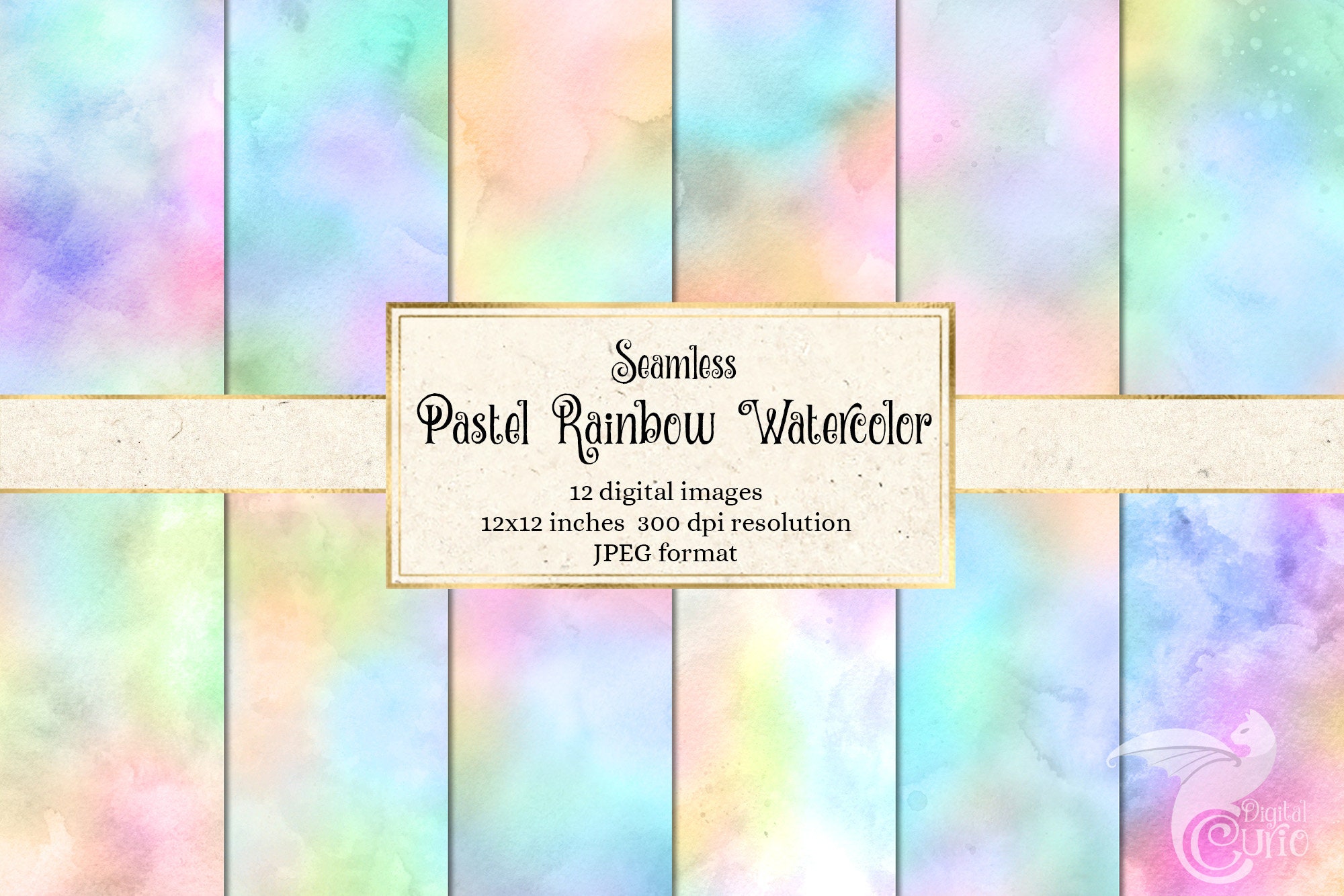 Pastel Rainbow Watercolor Digital Paper Seamless Watercolor - Etsy
