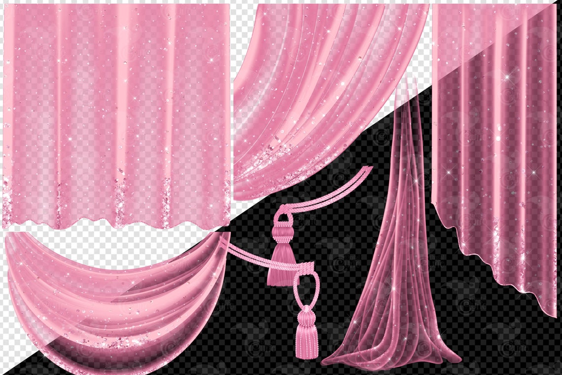Pink Glitter Curtains Clipart Digital Curtain Backdrop Clip - Etsy