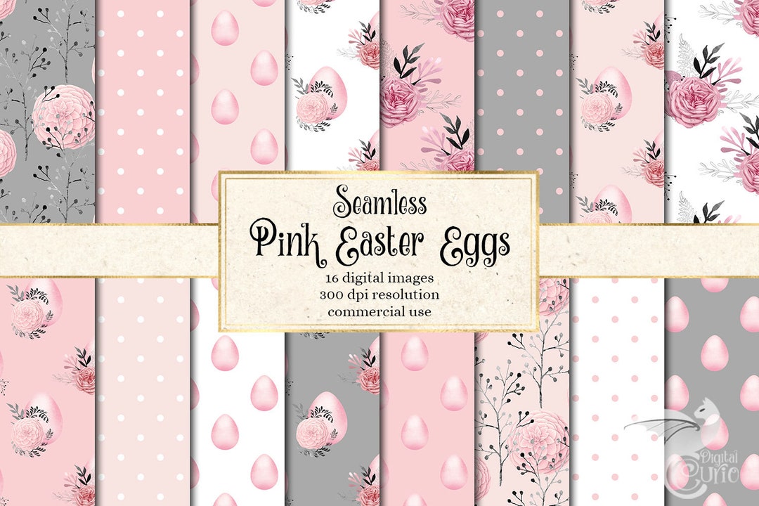 Pink Easter Egg Digital Paper, Seamless Easter Patterns With Blush Pink ...