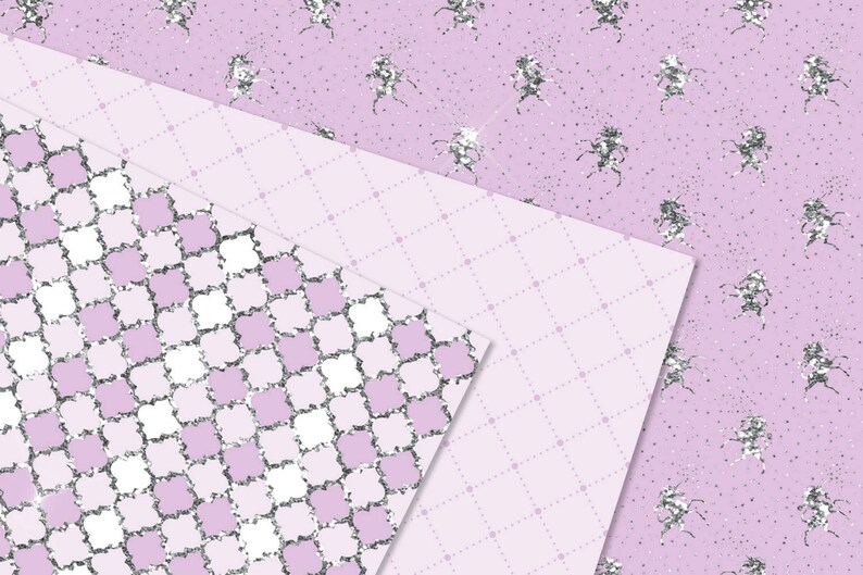 Lilac and Silver Glitter Digital Paper Seamless Pastel Purple - Etsy