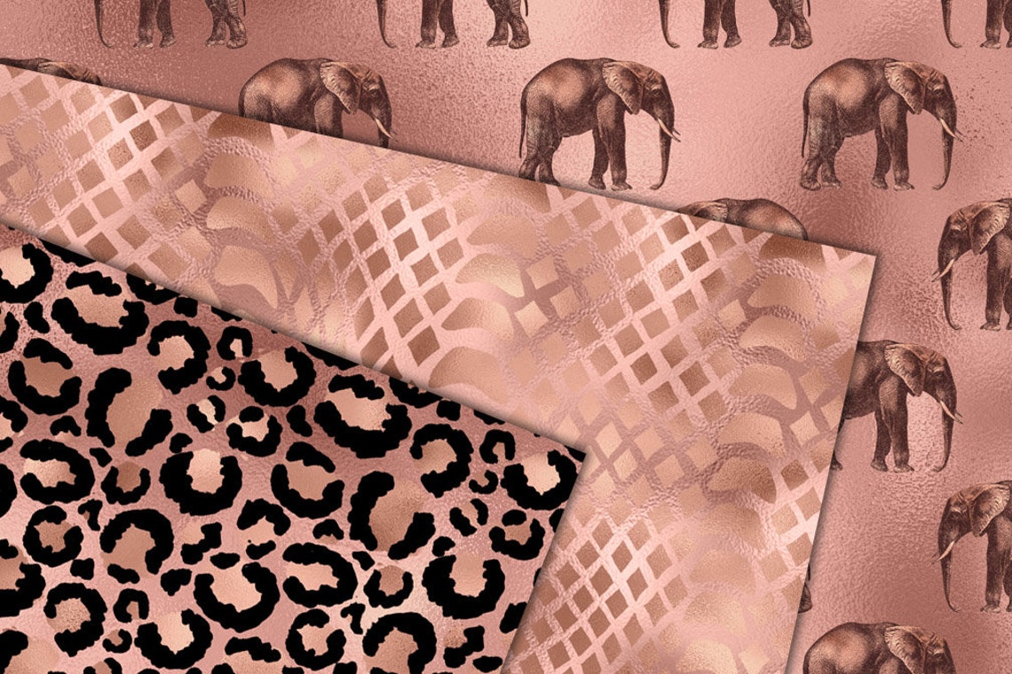 Rose Gold Animal Skins Digital Paper Seamless African Animal - Etsy