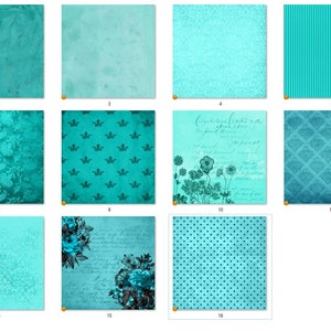 Vintage Turquoise Digital Paper, Aqua Teal Textures, Printable Paper ...