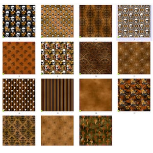 Seamless Orange Gothic Digital Paper, Skull Damask Halloween Scrapbook ...