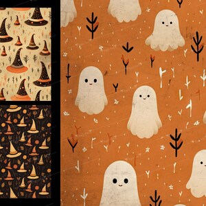 Retro October Digital Paper, Cute Halloween Patterns, Seamless Spooky ...
