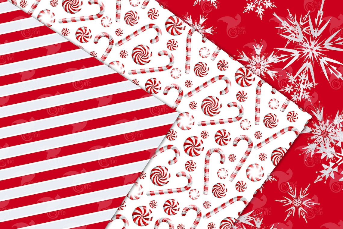 Peppermint Spice Digital Paper Seamless Candy Cane Christmas - Etsy
