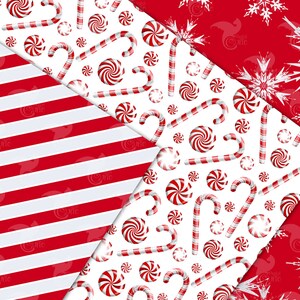 Peppermint Spice Digital Paper - Seamless Candy Cane Christmas Holiday ...