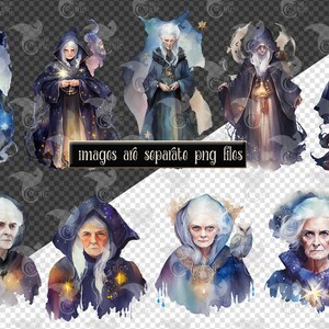 Watercolor Celestial Witches Clipart - Magic Fantasy Watercolor PNG ...
