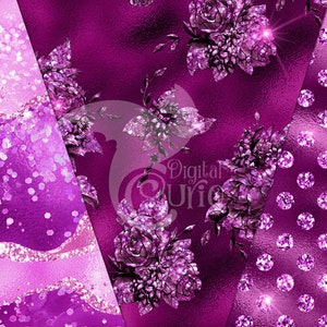 Magenta Shimmer Digital Paper – Glitter Foil Textures (seamless ...