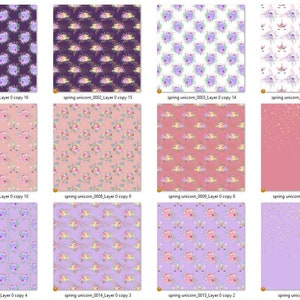Spring Unicorn Digital Paper, Seamless Pink and Purple Printable ...