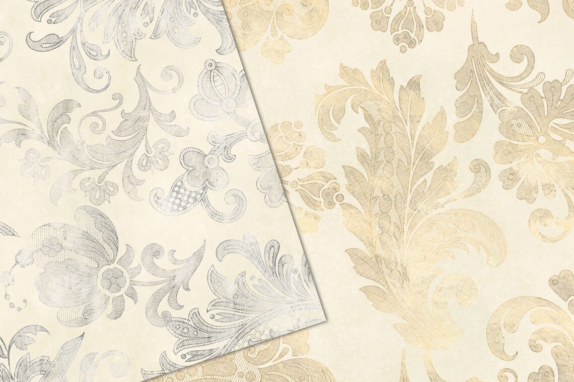 Champagne Floral Velvet Digital Paper, Ivory Wedding Textures (digital ...