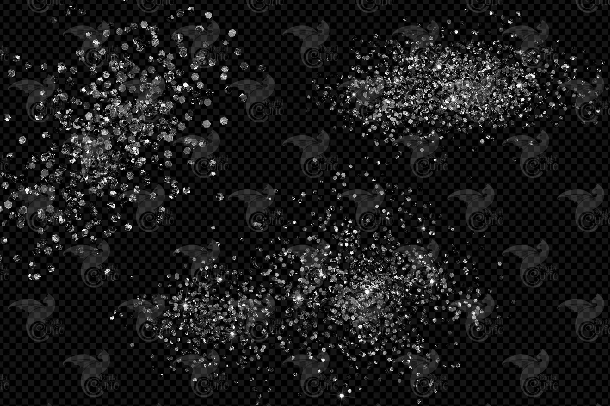 Chunky Black Glitter Overlays, Digital Confetti PNG (digital Download ...
