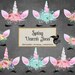 Spring Unicorn Clipart, Unicorn Faces, Rainbow, Pink and Rainbow ...