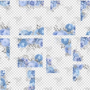 5x7 Blue and Silver Floral Overlays for Invitations, Planners, Journal ...