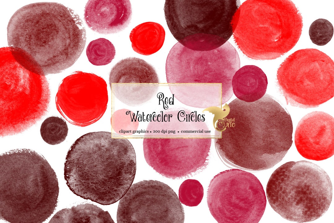 Red Watercolor Circles Clipart, Watercolour Blobs in Wine Red Paint ...