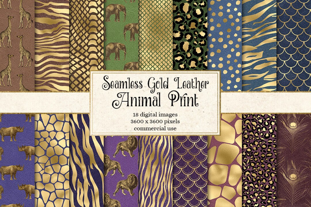 Gold Leather Animal Skins Digital Paper, Pink Seamless African Animal ...