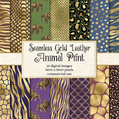 Emerald and Gold Animal Skins Digital Paper Seamless Green - Etsy